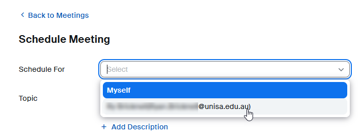 Zoom: Schedule for Someone