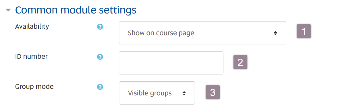Assessment Settings - Common Module Settings