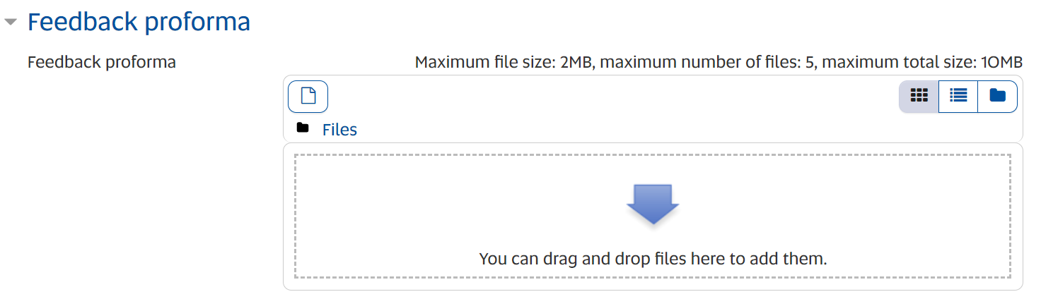 Assessment Settings - Feedback Proforma