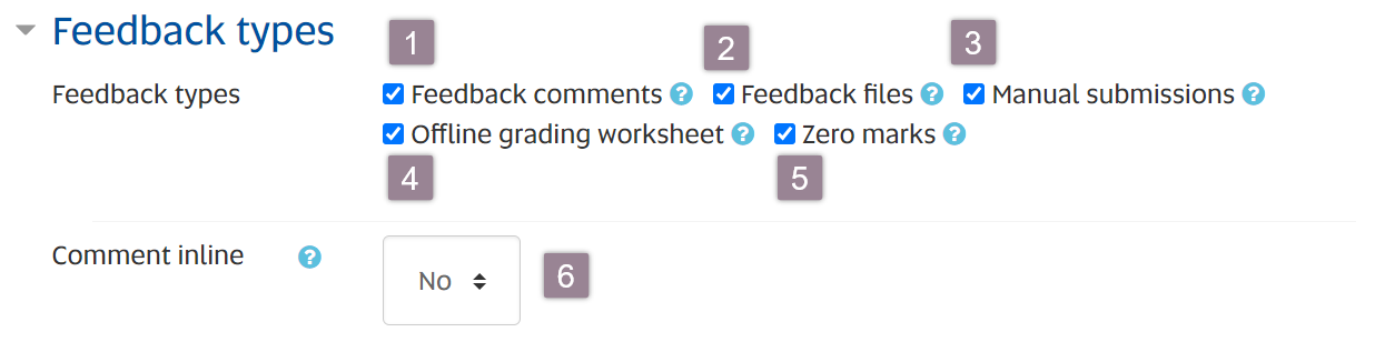 Assessment Settings - Feedback Types