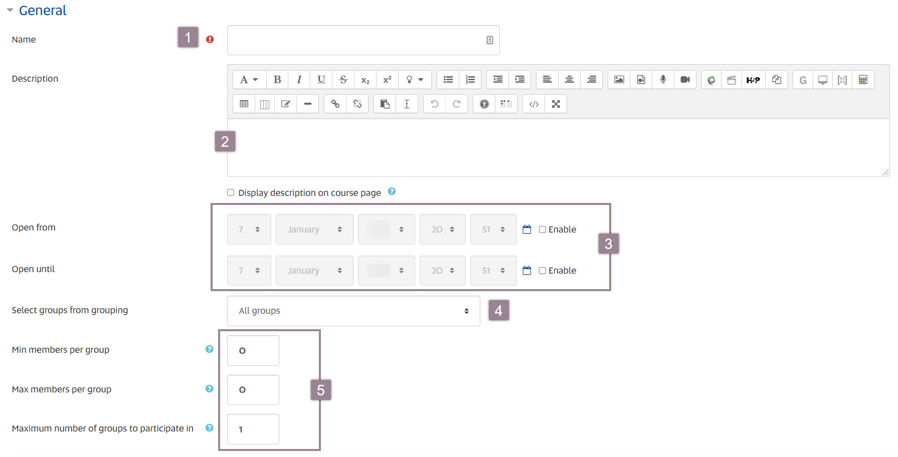 Group Self-Selection Settings