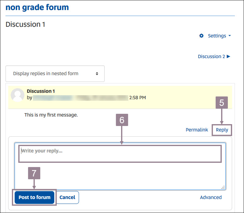 Forum Activity: view and reply to a discussion topics