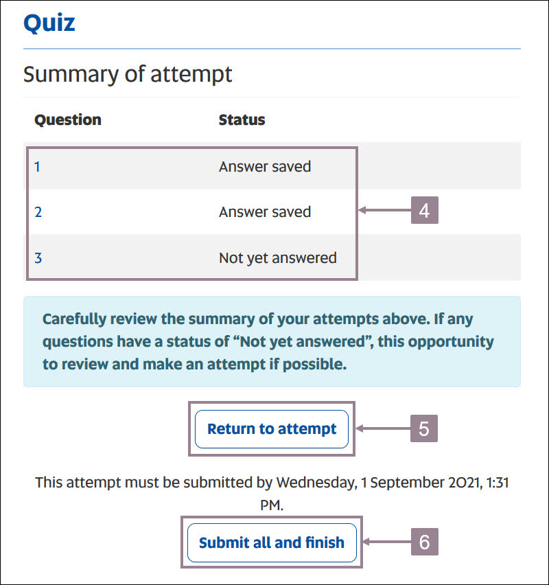 Quiz Activity: Start an Attempt