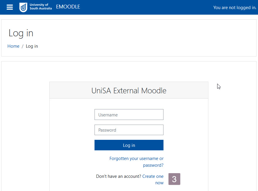 External Moodle: Create an Account